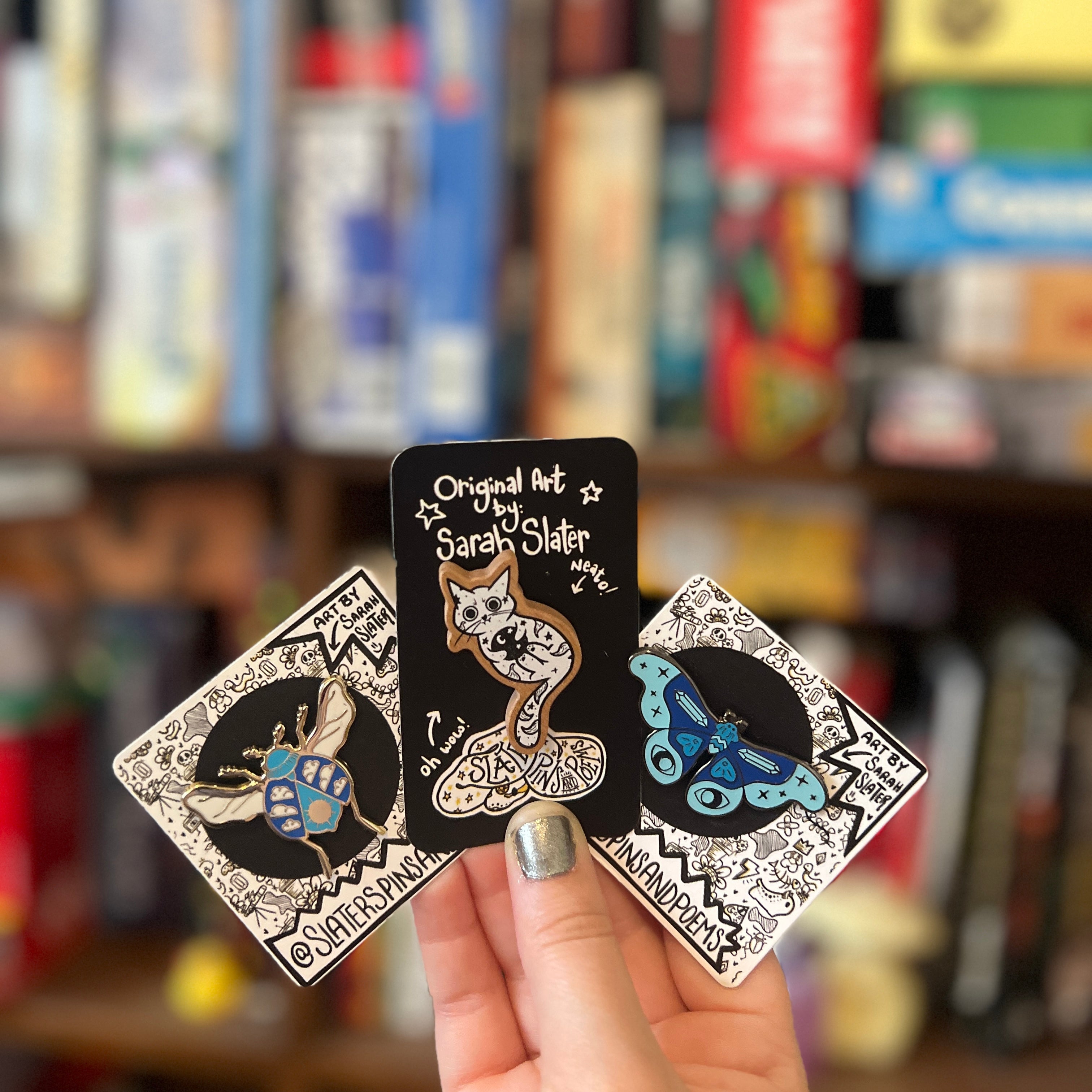 Enamel, Acrylic, and Wooden Pins – Slater's Pins and Poems
